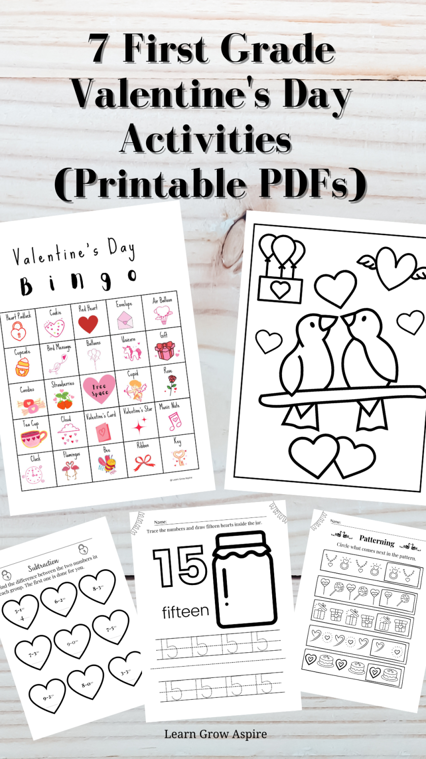 First Grade Valentine's Day Activities (Printable PDFs)