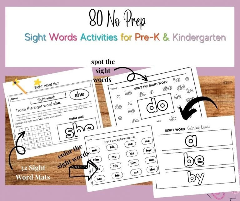 Printable Sight Word Activities For Kindergarten ( Engaging & Fun)