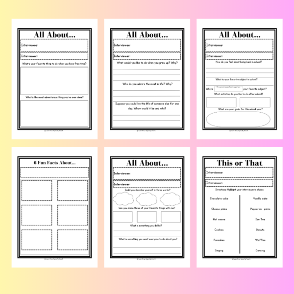 Interview A Friend Worksheets | Learn Grow Aspire