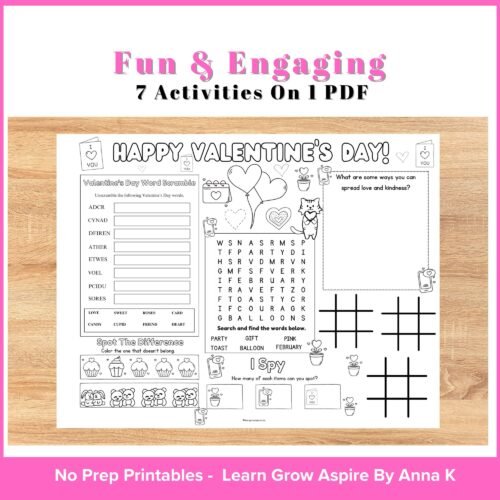 First Grade Valentine's Day Activities (Printable PDFs)