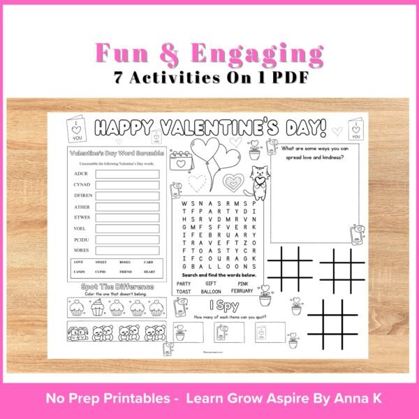 First Grade Valentine's Day Activities (Printable PDFs)