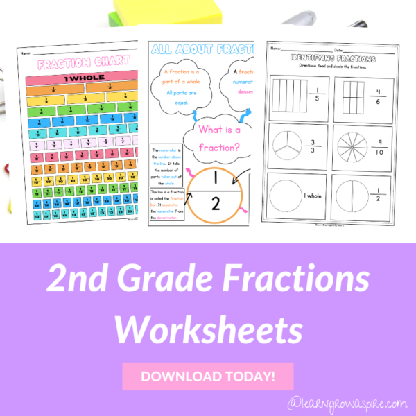 2nd Grade Math Fractions Worksheets | Learn Grow Aspire