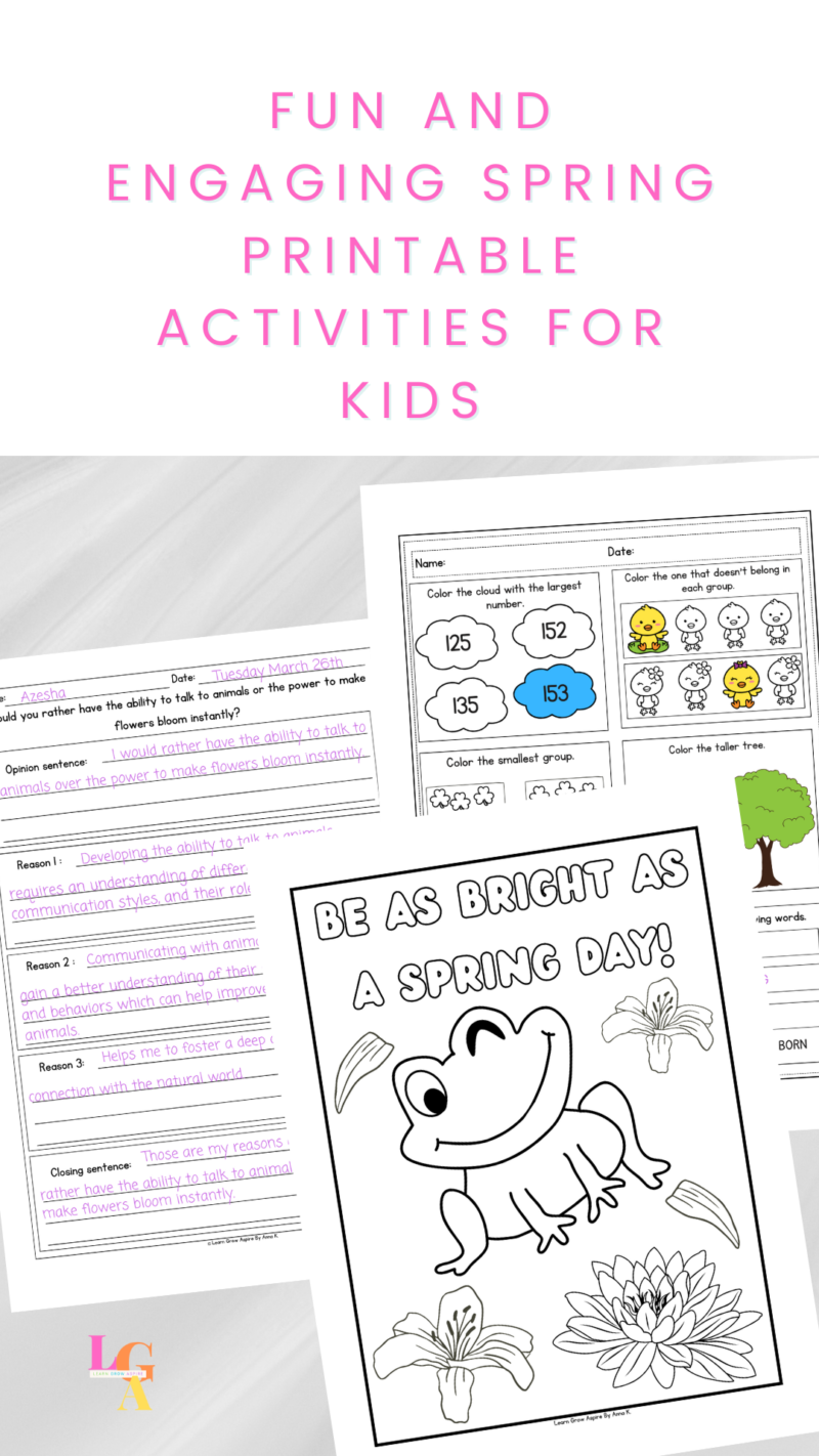 Fun And Engaging Spring Printable Activities For Kids | Learn Grow Aspire
