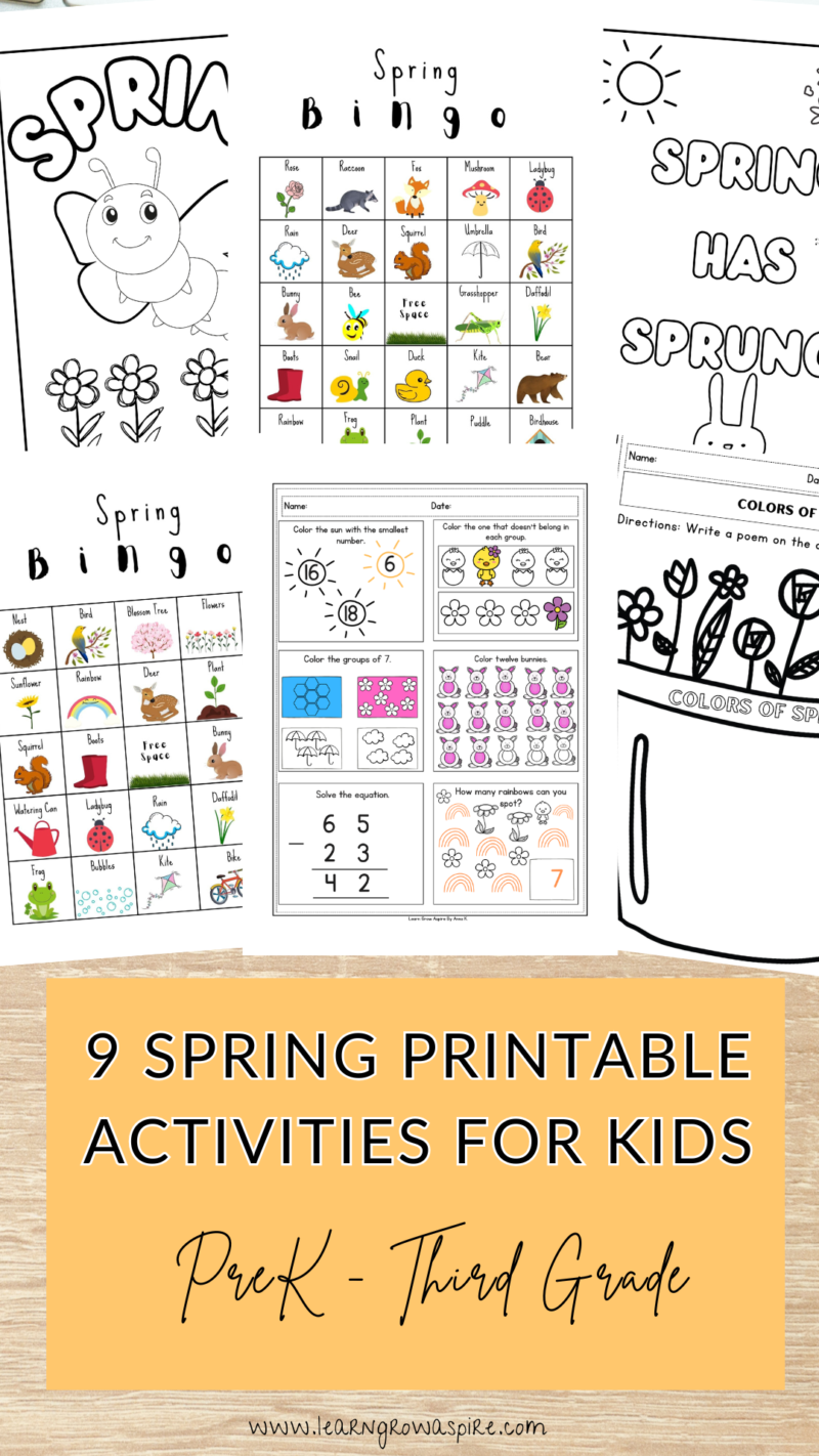 Spring Printable Activities For Kids | Learn Grow Aspire