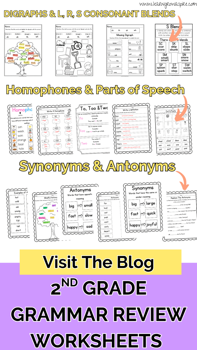 Second Grade Grammar Worksheets | Learn Grow Aspire
