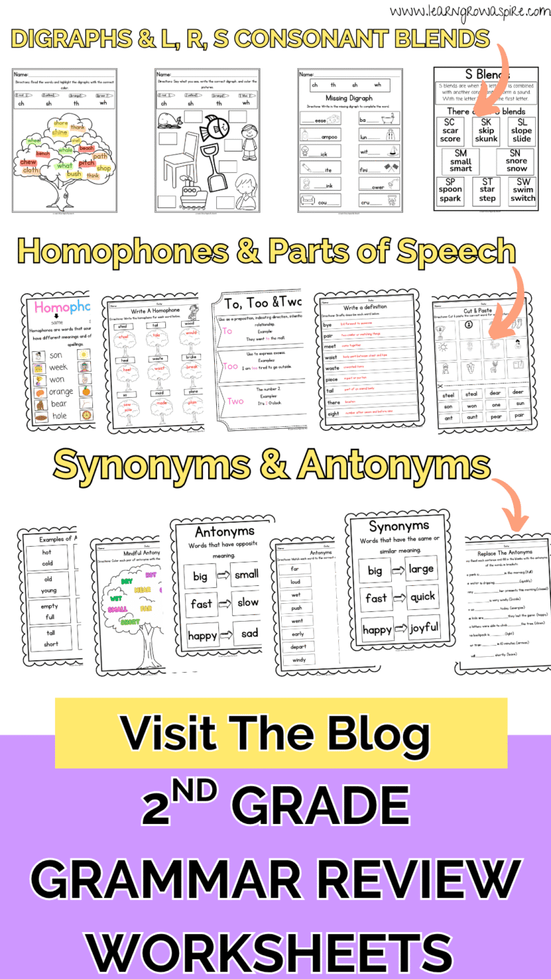 Second Grade Grammar Worksheets | Learn Grow Aspire