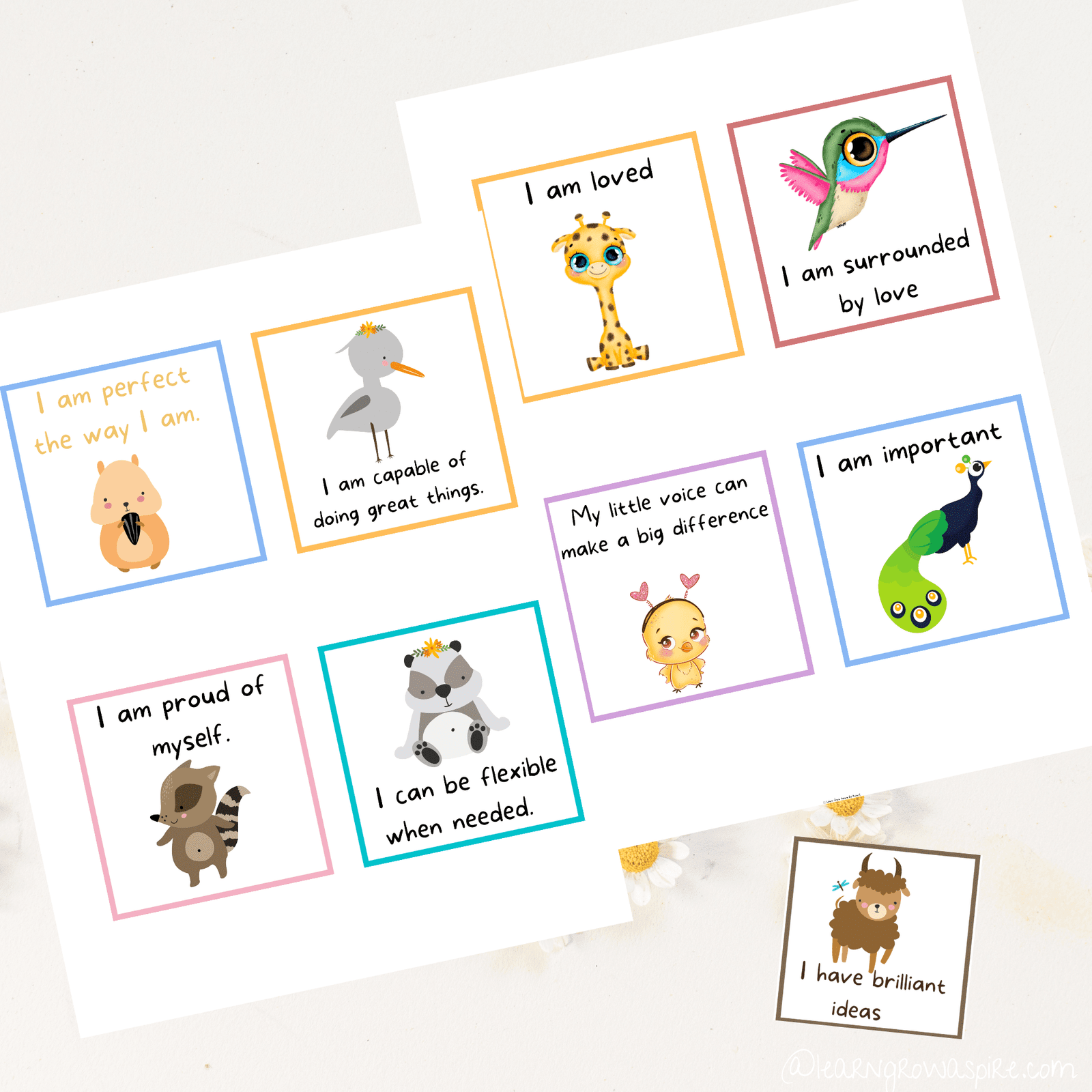 Free Printable Affirmation Cards for Kids