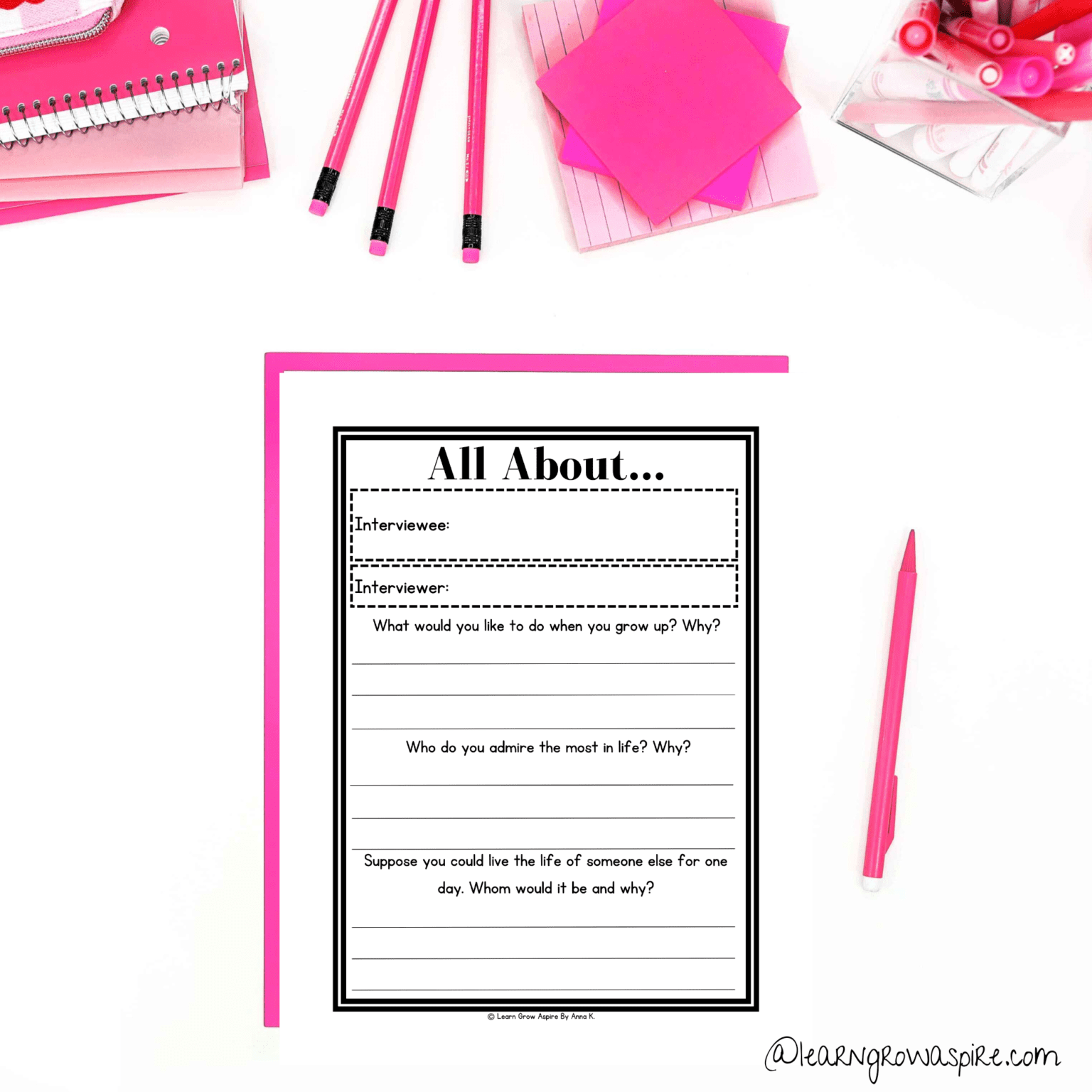 Interview A Friend Worksheets | Learn Grow Aspire