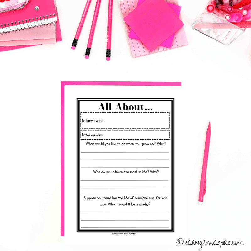 Interview A Friend Worksheets | Learn Grow Aspire