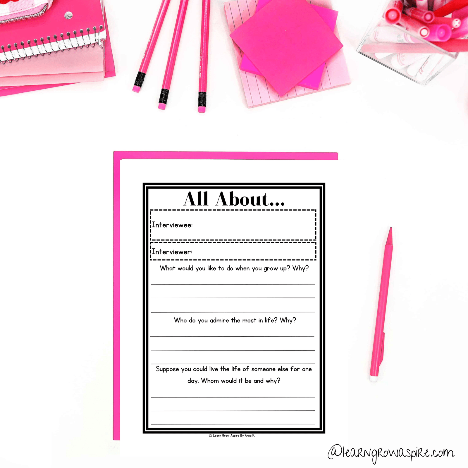 Interview A Friend Worksheets | Learn Grow Aspire