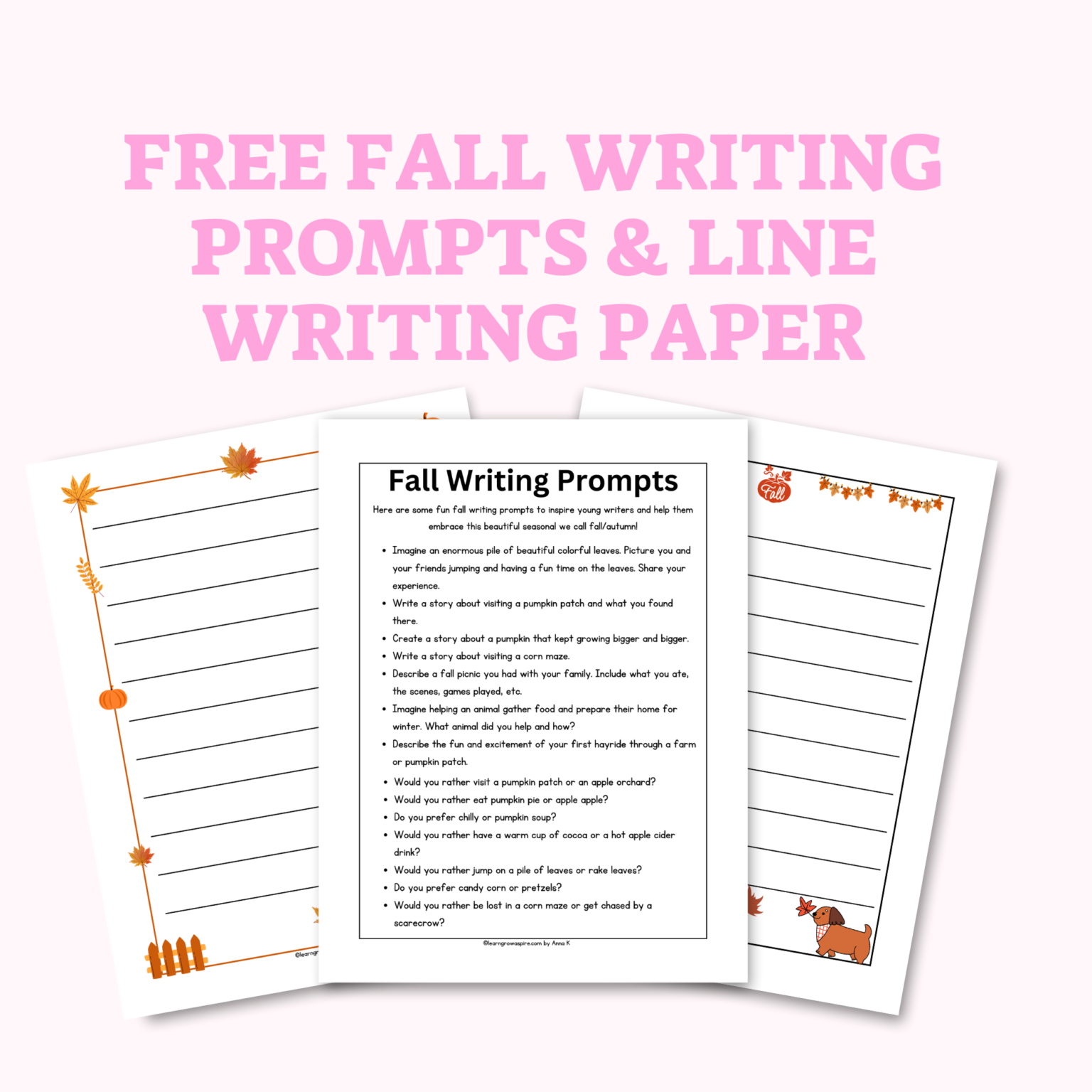 Fall Writing Prompts Ideas For Kids (+ Free Download) | Learn Grow Aspire