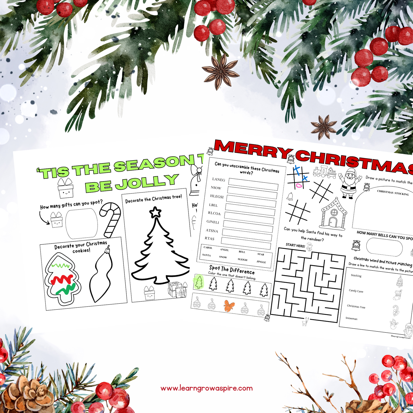 Free Printable Christmas Placemats for Kids | Learn Grow Aspire