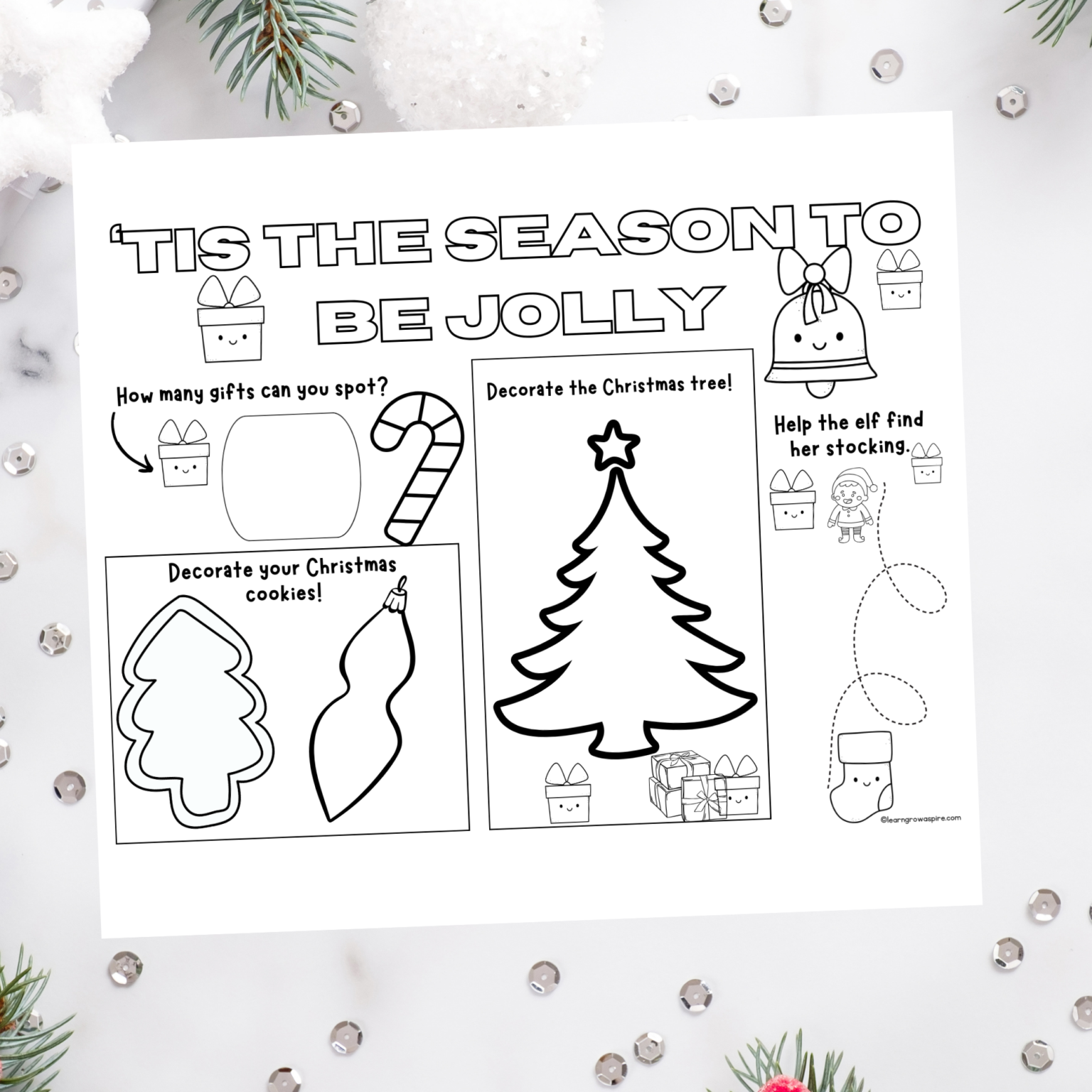 Free Printable Christmas Placemats for Kids | Learn Grow Aspire