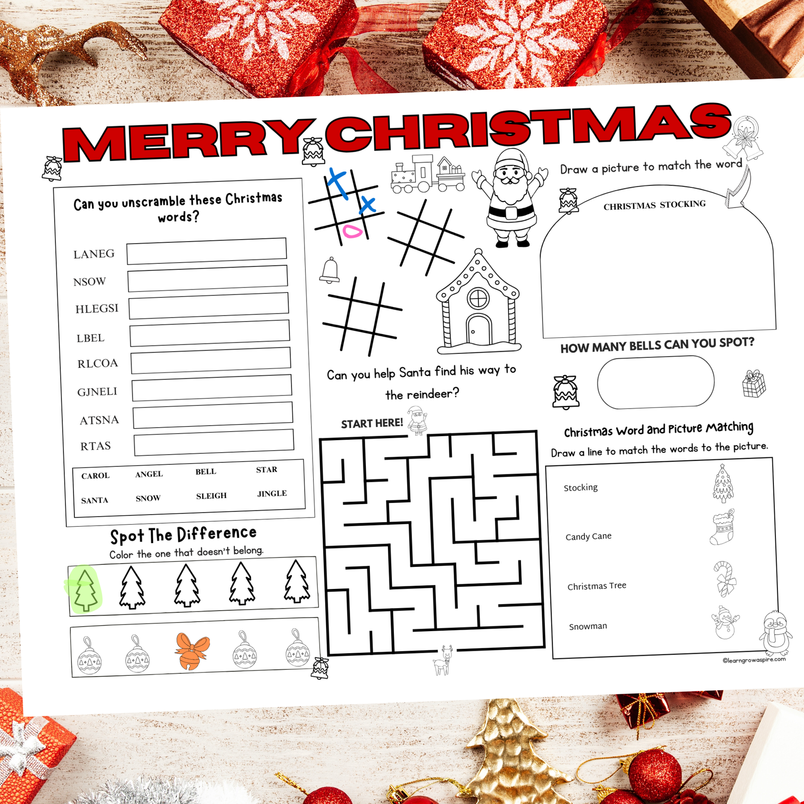 Free Printable Christmas Placemats for Kids | Learn Grow Aspire