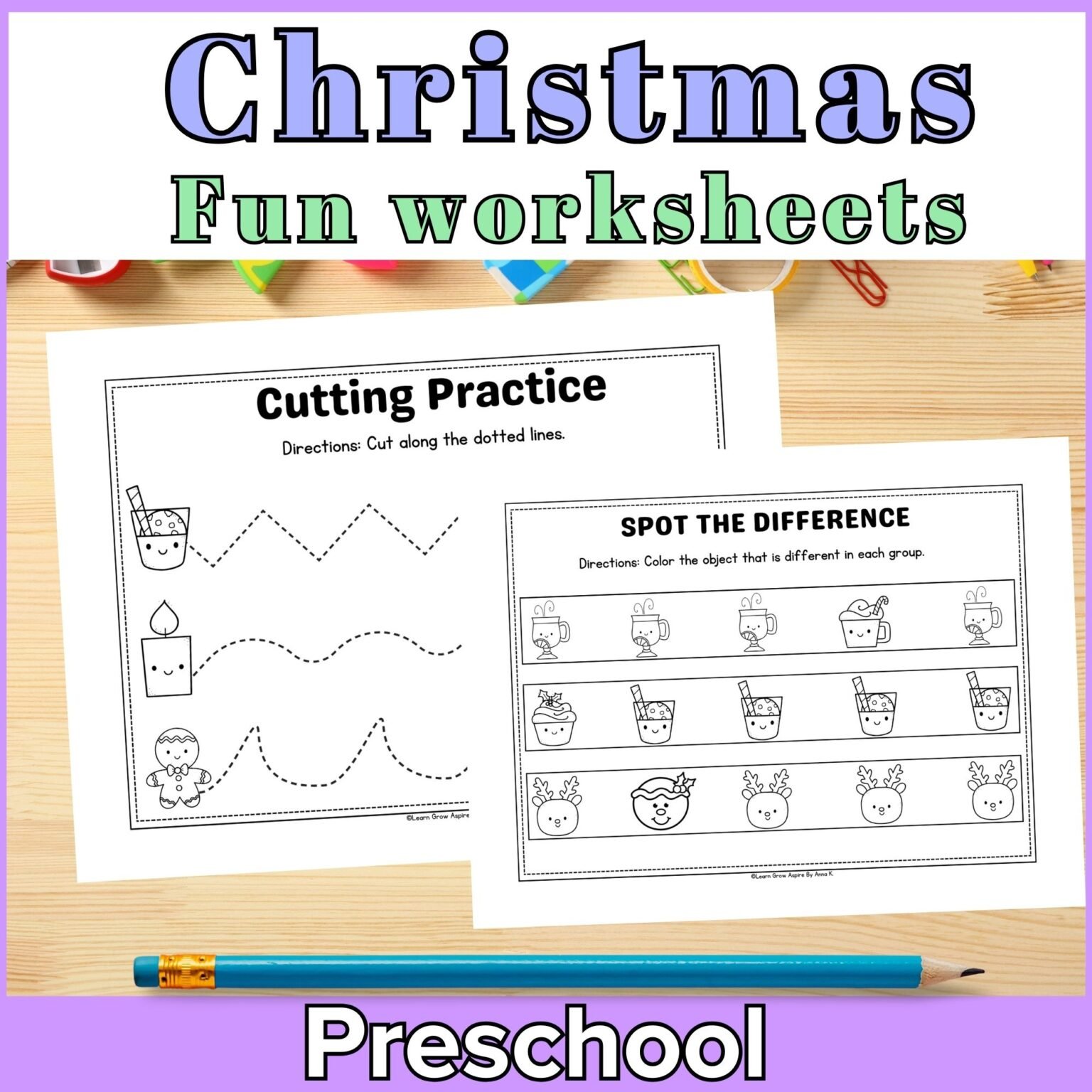 Free Christmas Preschool Worksheets | Learn Grow Aspire
