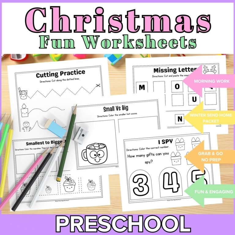 Free Christmas Preschool Worksheets | Learn Grow Aspire