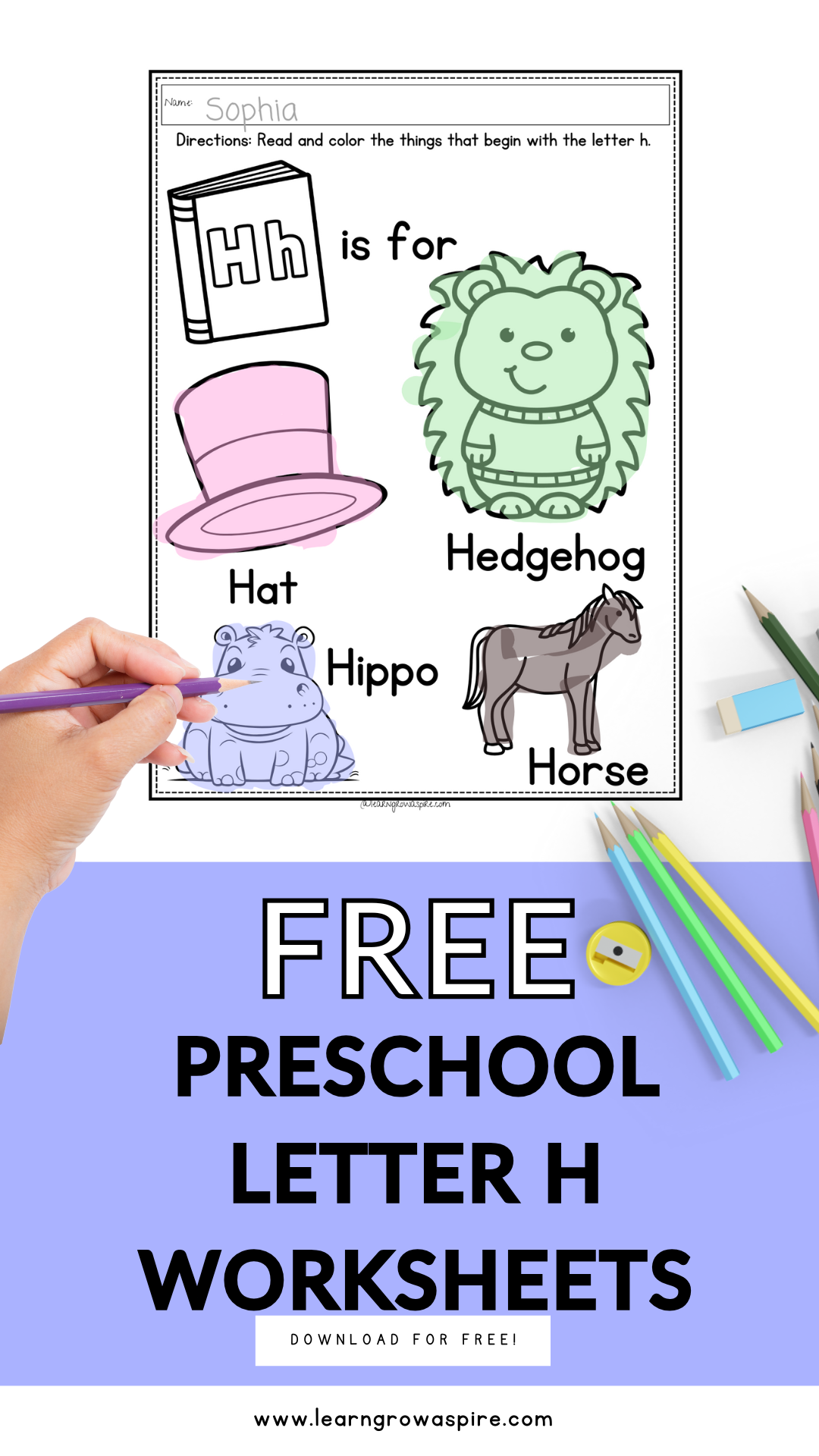 Free Preschool Letter H Worksheets | Learn Grow Aspire