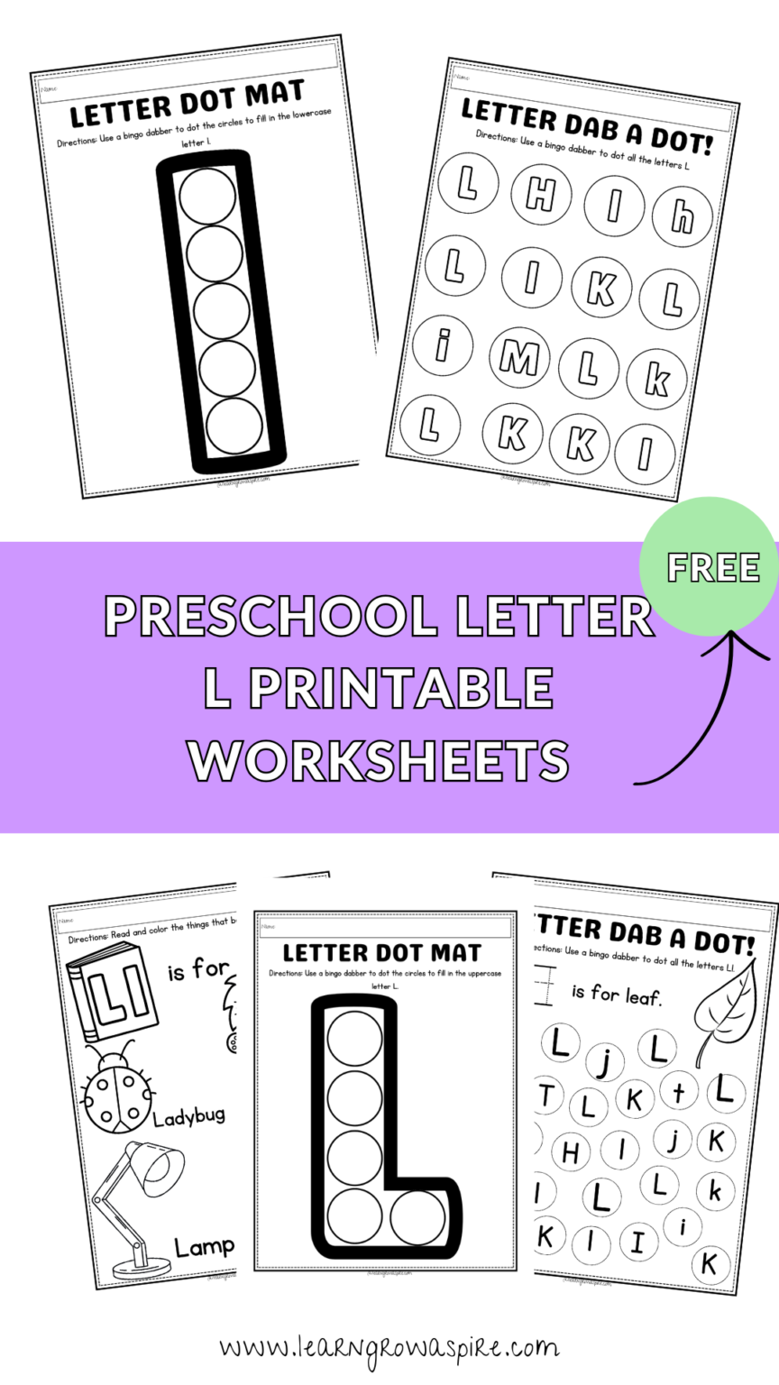 Free Preschool Letter L Worksheets | Learn Grow Aspire