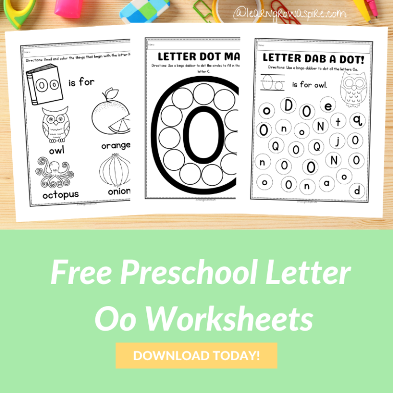 FREE Letter O Printable Worksheets | Learn Grow Aspire