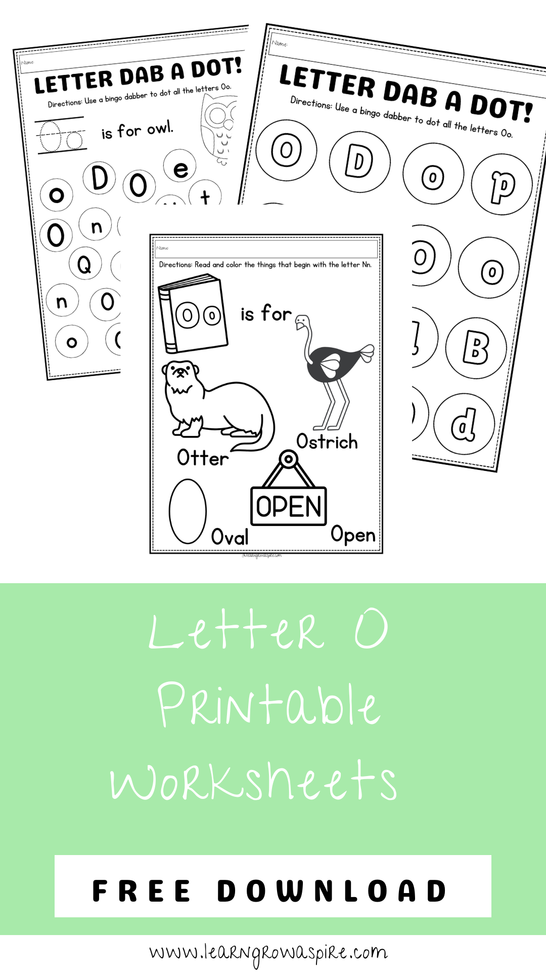 FREE Letter O Printable Worksheets | Learn Grow Aspire