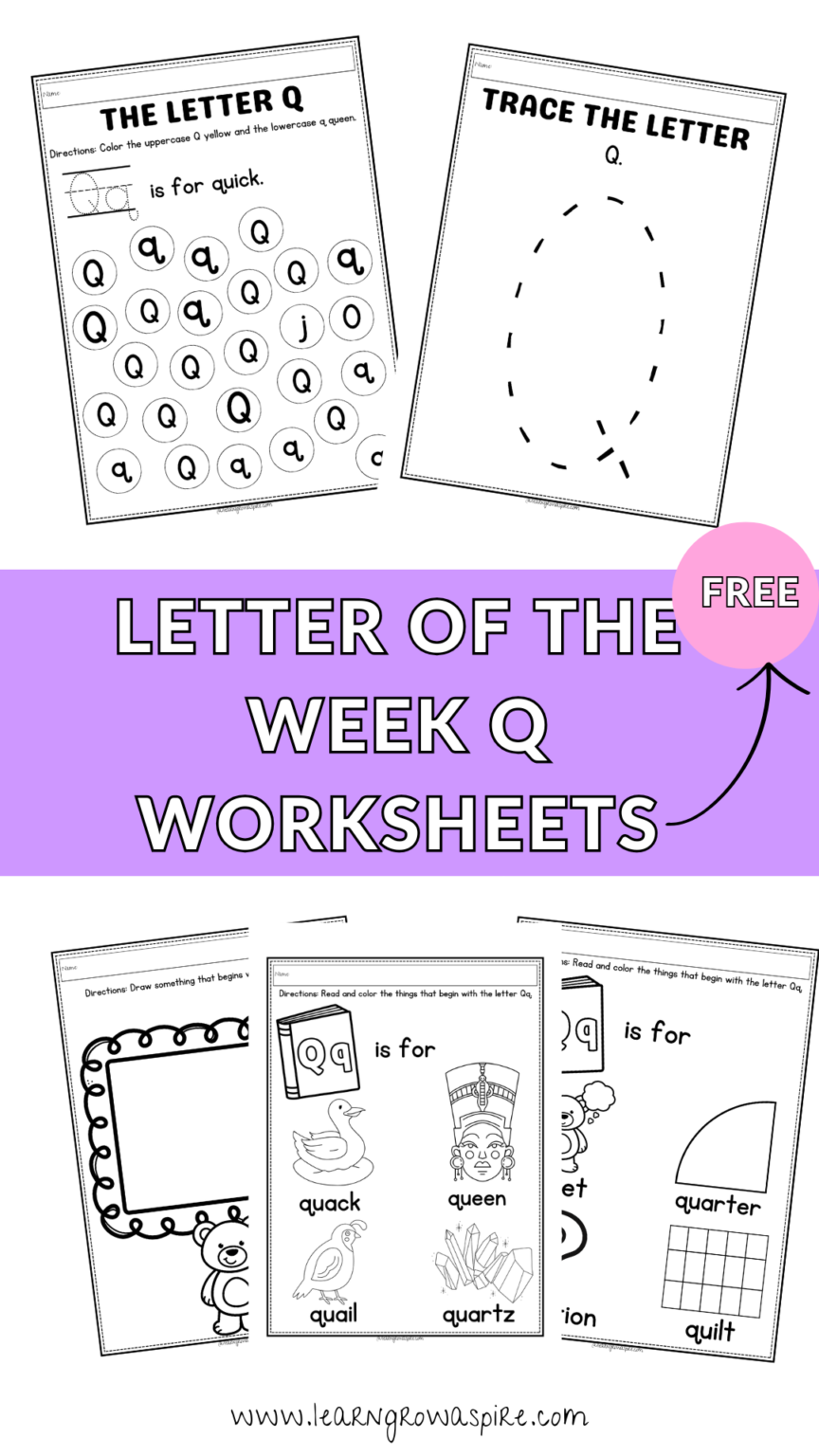 Free Printable Preschool Letter Q Worksheets | Learn Grow Aspire