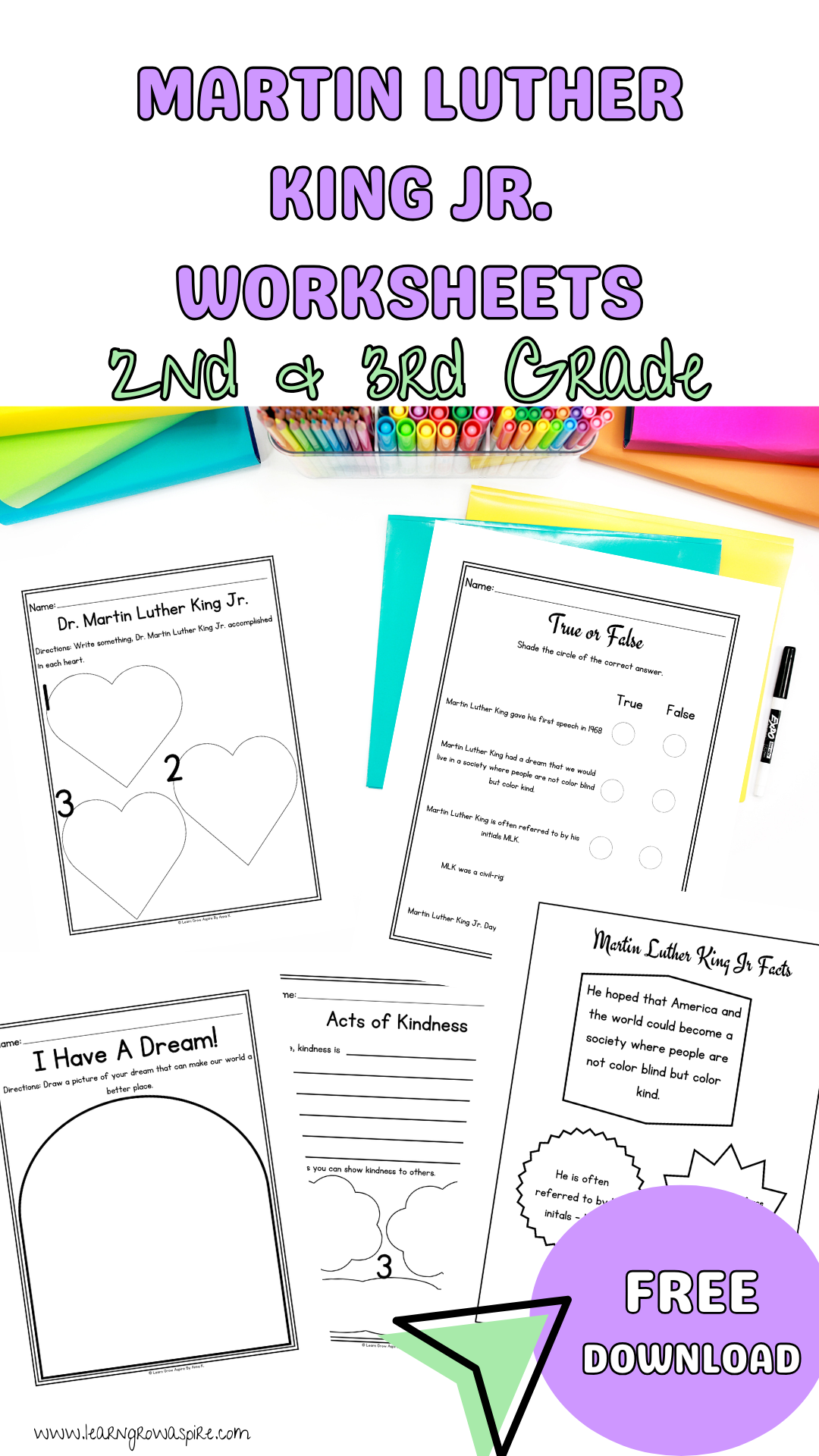 Martin Luther King Worksheets (Free Download) | Learn Grow Aspire
