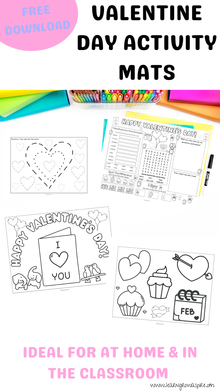 Valentine Activity Mats | Learn Grow Aspire