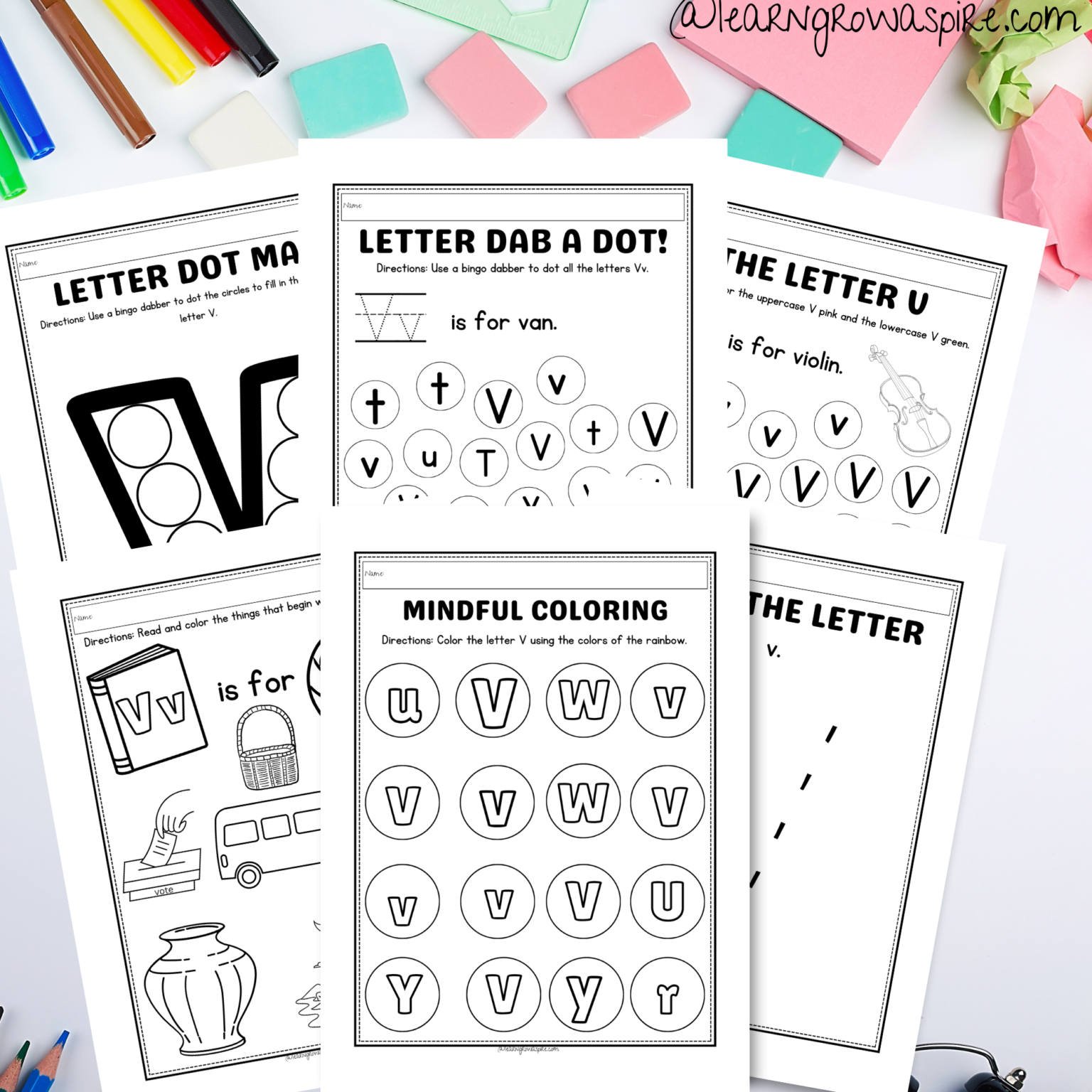 Printable Letter V Worksheets