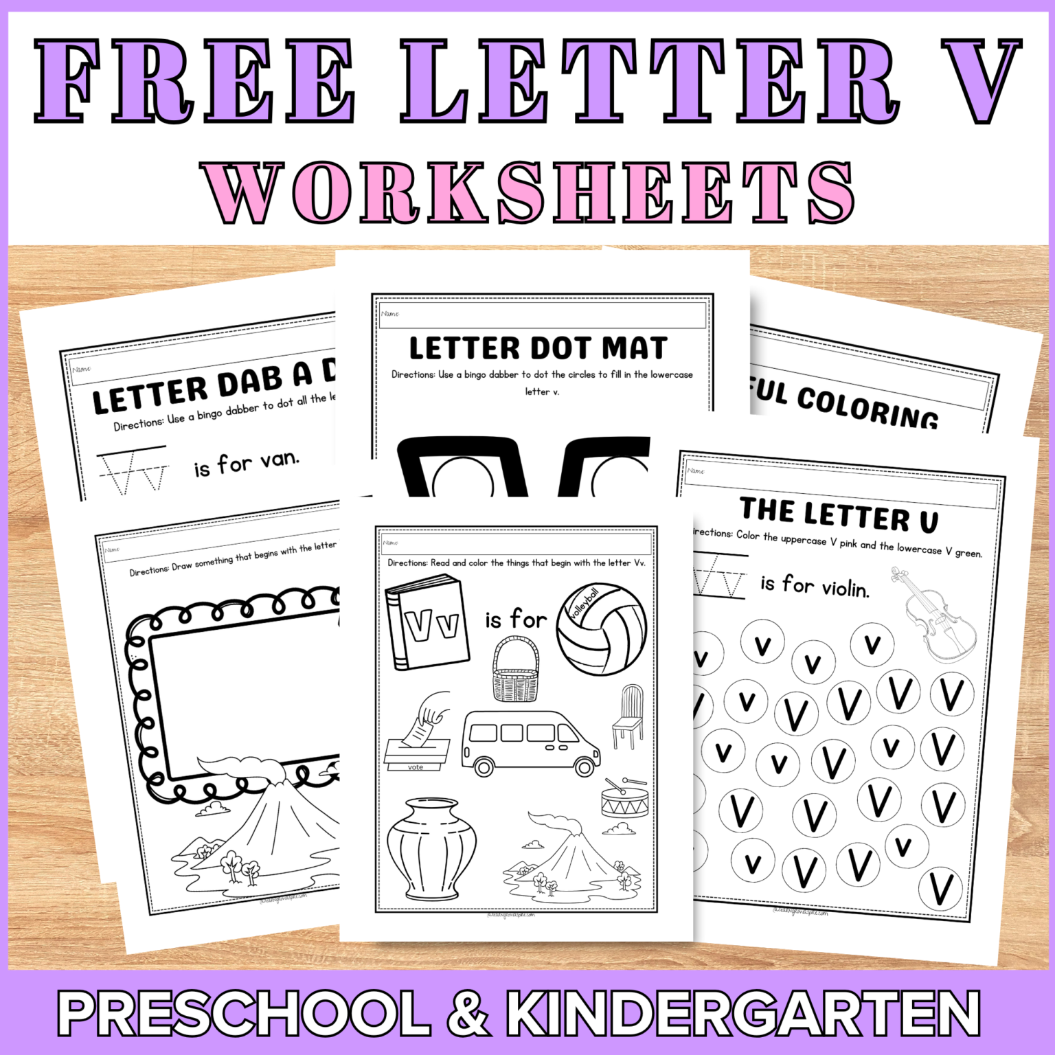 Printable Letter V Worksheets