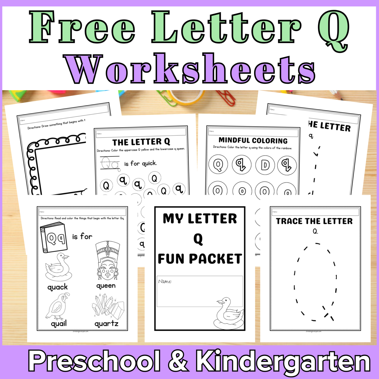 Free Printable Preschool Letter Q Worksheets | Learn Grow Aspire