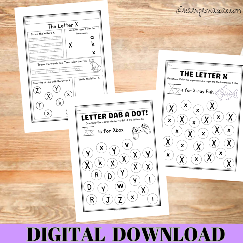 Printable Letter X Worksheets | Learn Grow Aspire