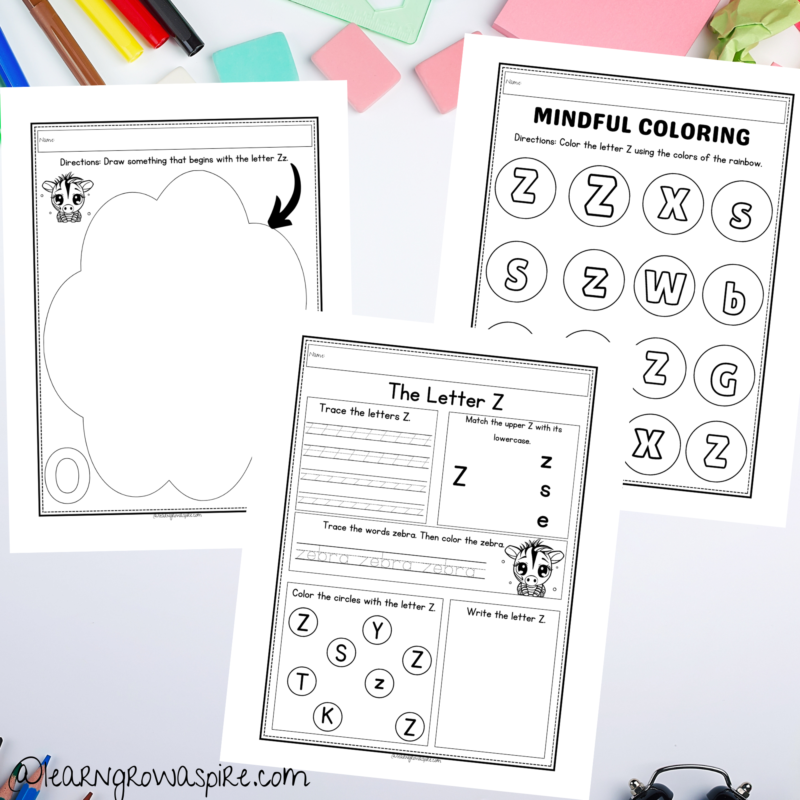 Printable Letter Z Worksheets | Learn Grow Aspire