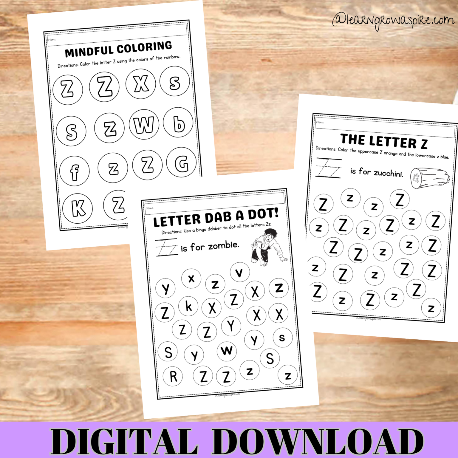 Printable Letter Z Worksheets | Learn Grow Aspire