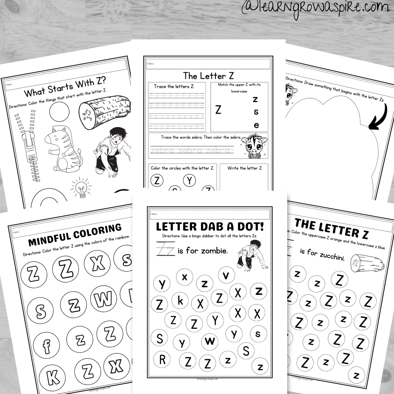 Printable Letter Z Worksheets | Learn Grow Aspire