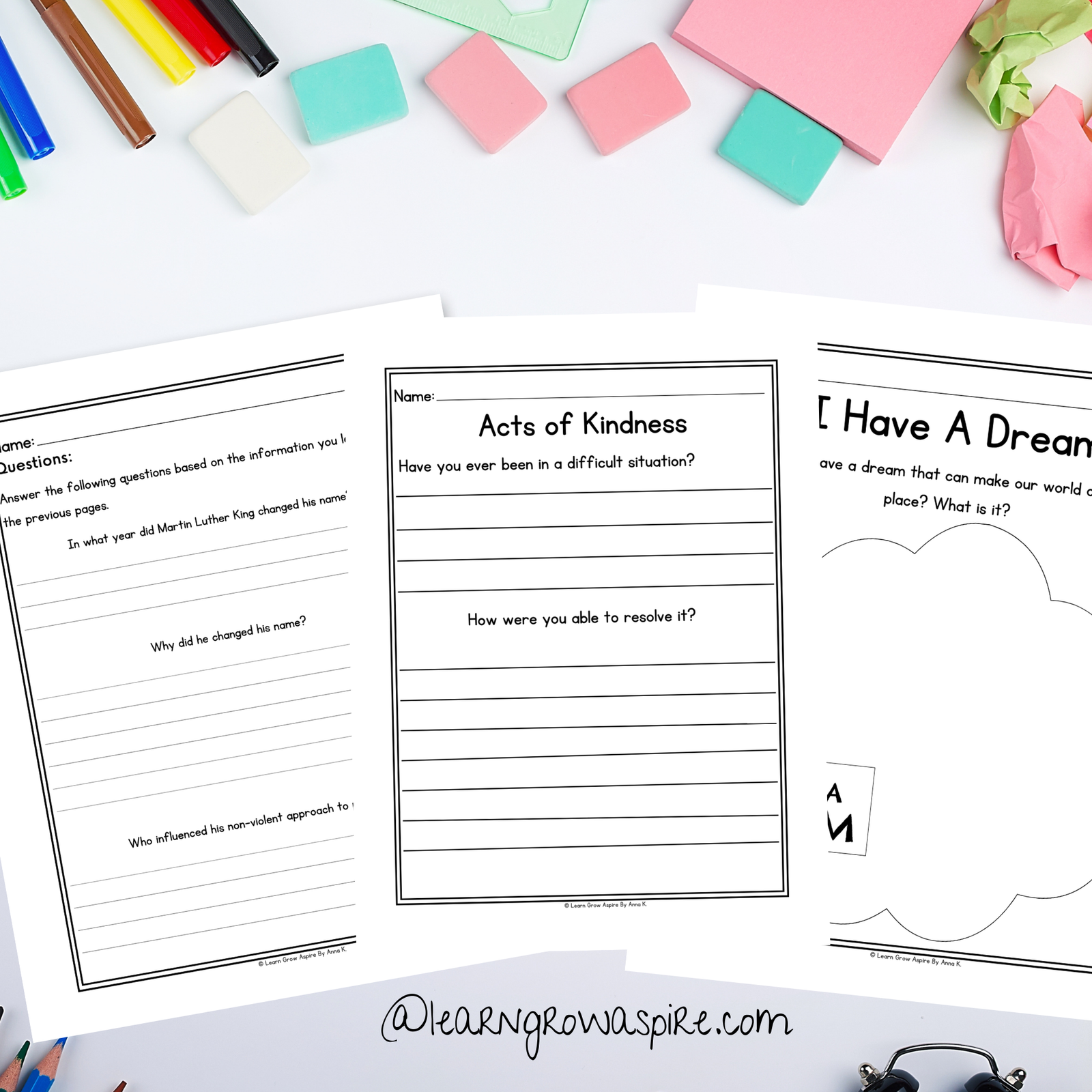 Martin Luther King Worksheets (Free Download) | Learn Grow Aspire