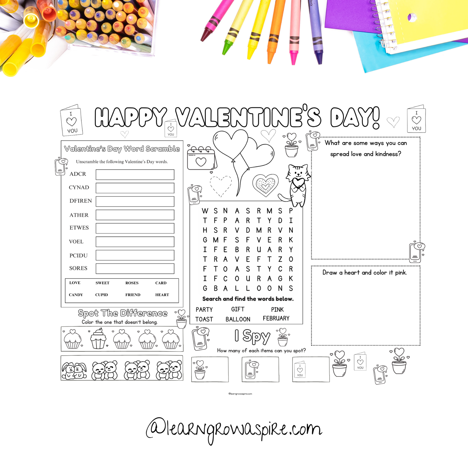 Valentine Activity Mats | Learn Grow Aspire