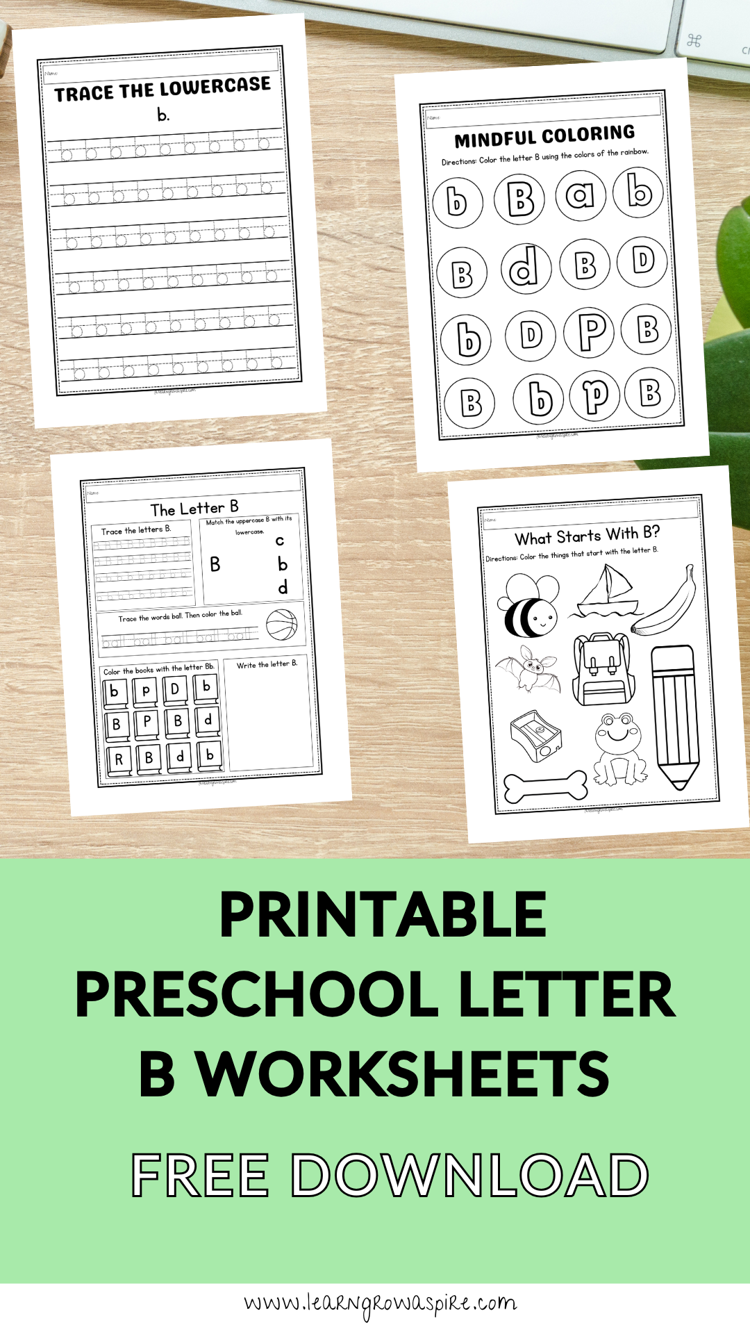 Free Printable Preschool Letter B Worksheets | Learn Grow Aspire