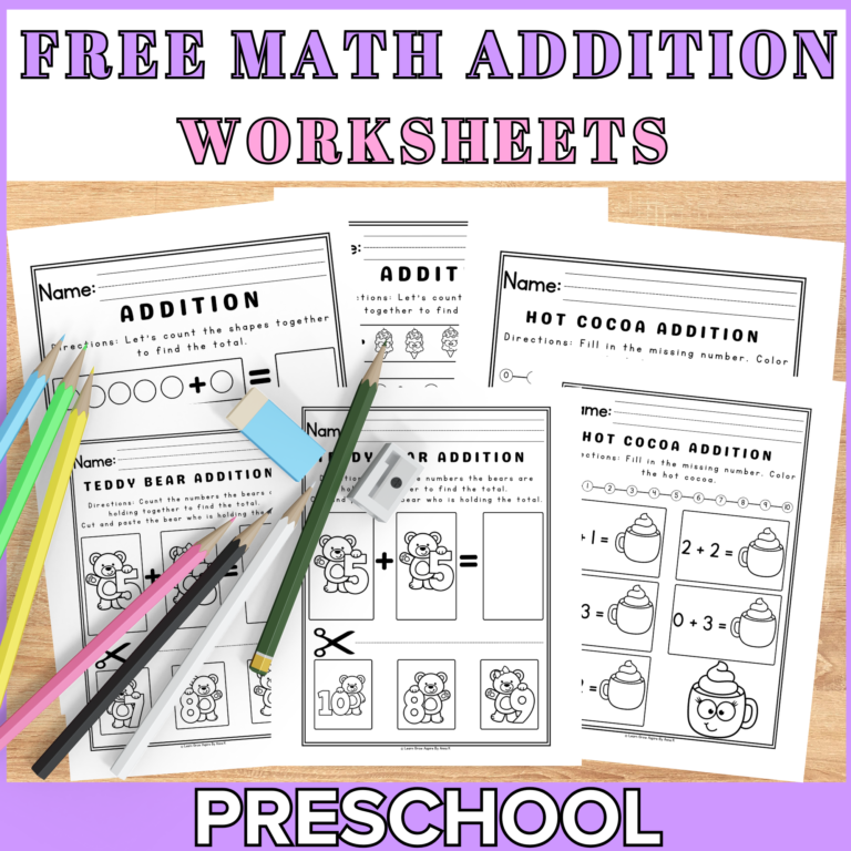 Preschool Math Addition Worksheets (FREE Download) | Learn Grow Aspire