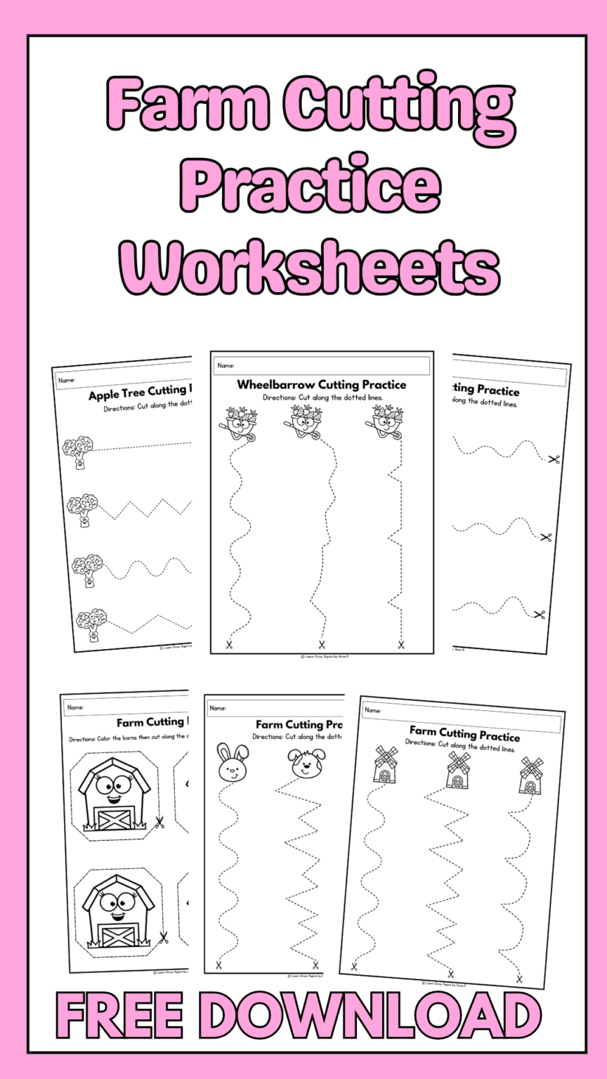Farm Cutting Practice Worksheets (FREE Download) | Learn Grow Aspire