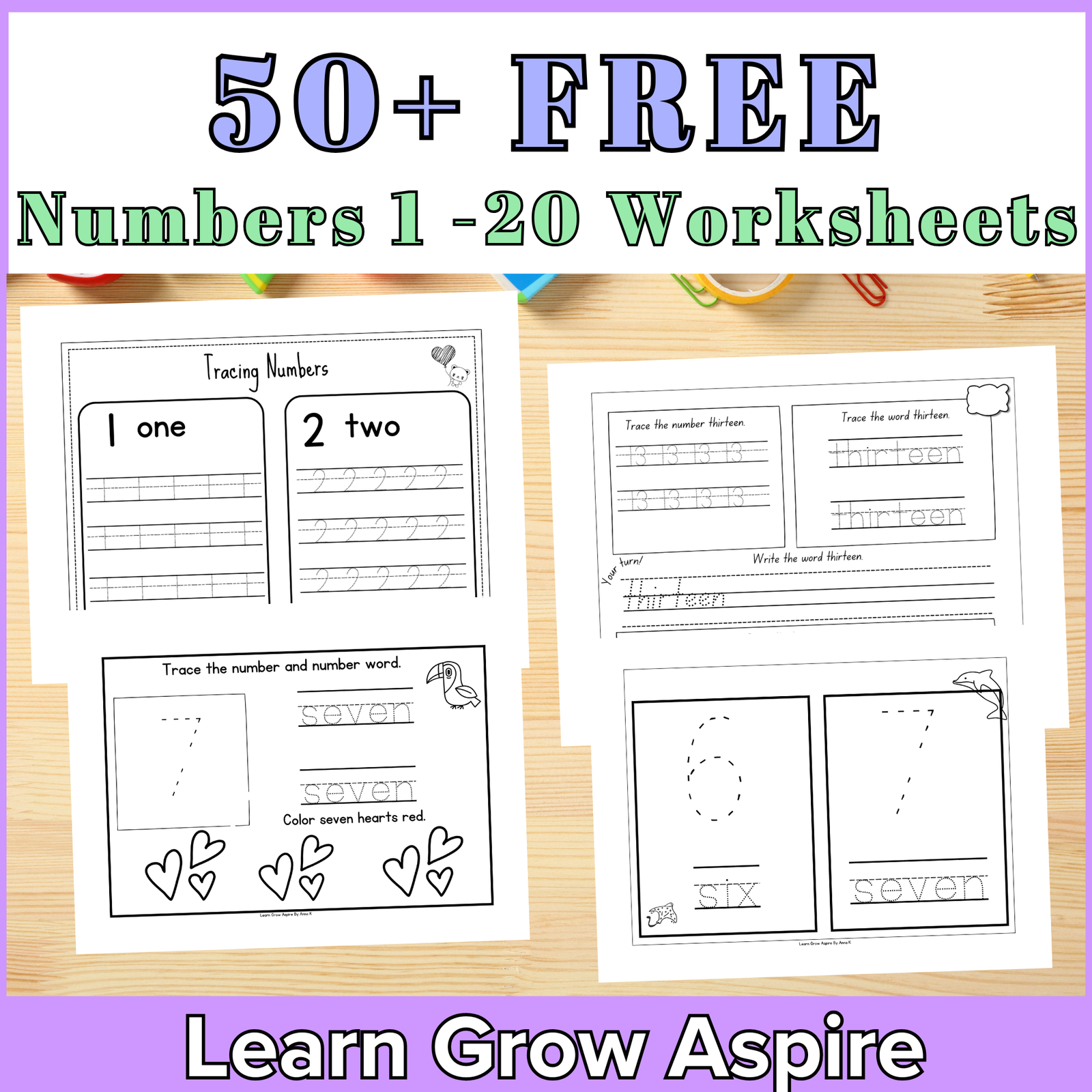 50+ Free Tracing Numbers 1-20 Worksheets | Learn Grow Aspire