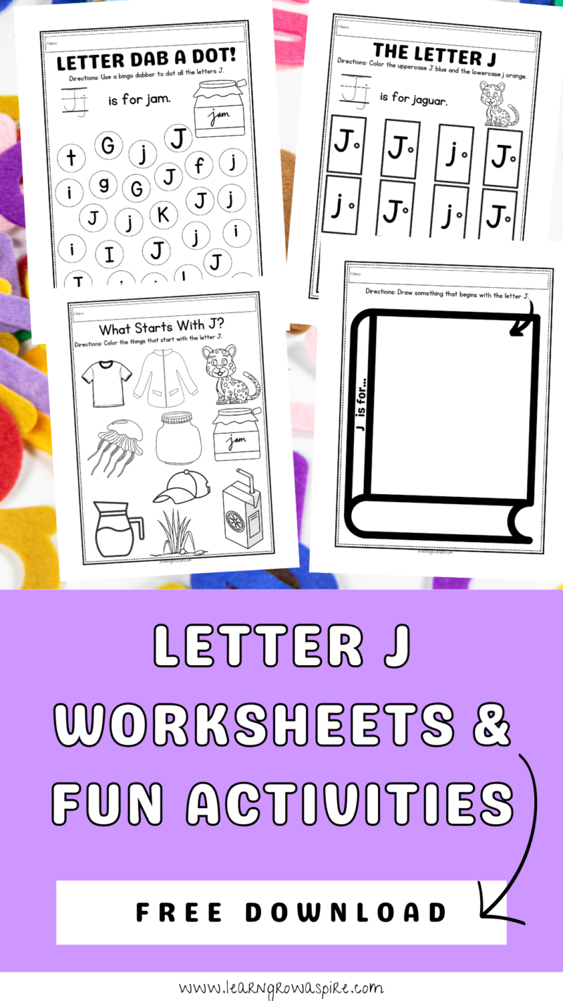 Preschool Letter J Worksheets (FREE Download) | Learn Grow Aspire