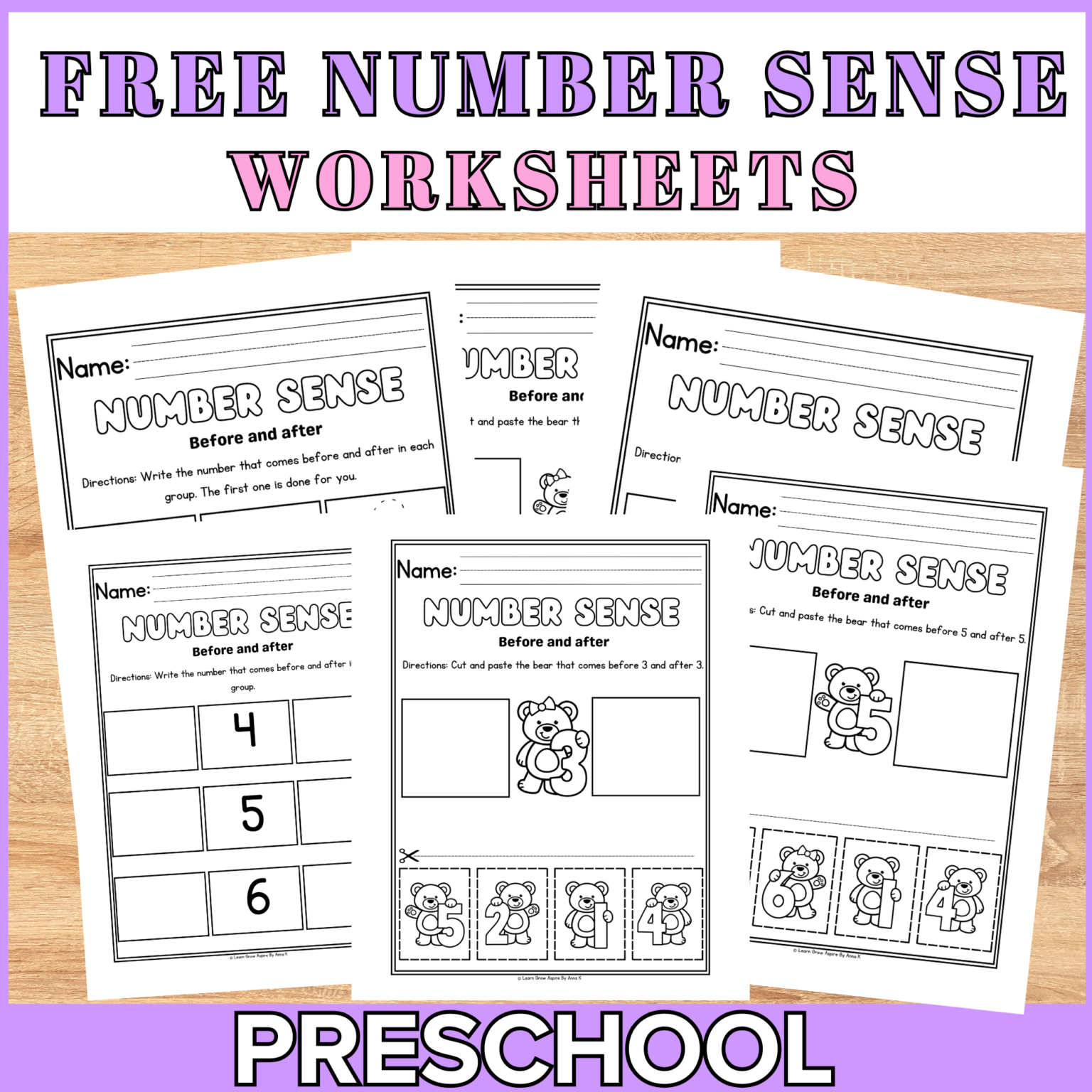 Free Printable Number Sequence Worksheets For Preschoolers | Learn Grow ...