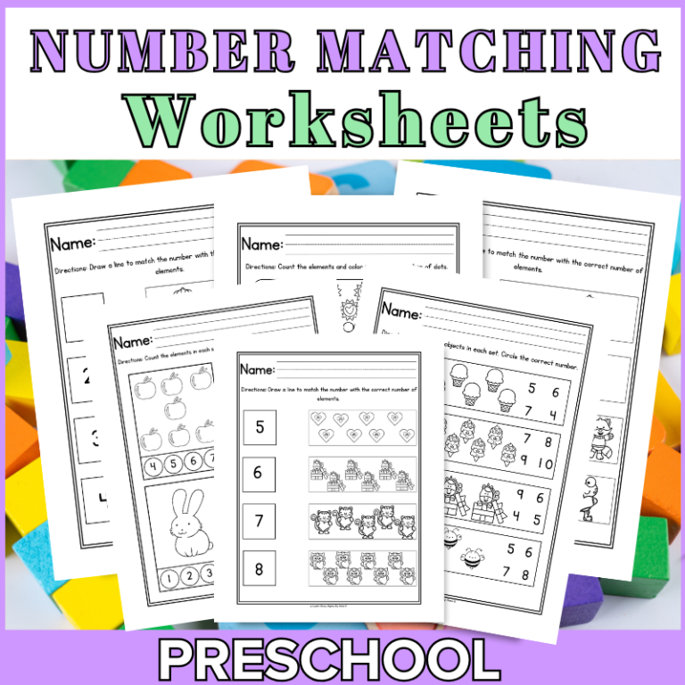 Number Matching Worksheets For Preschool Printable | Learn Grow Aspire