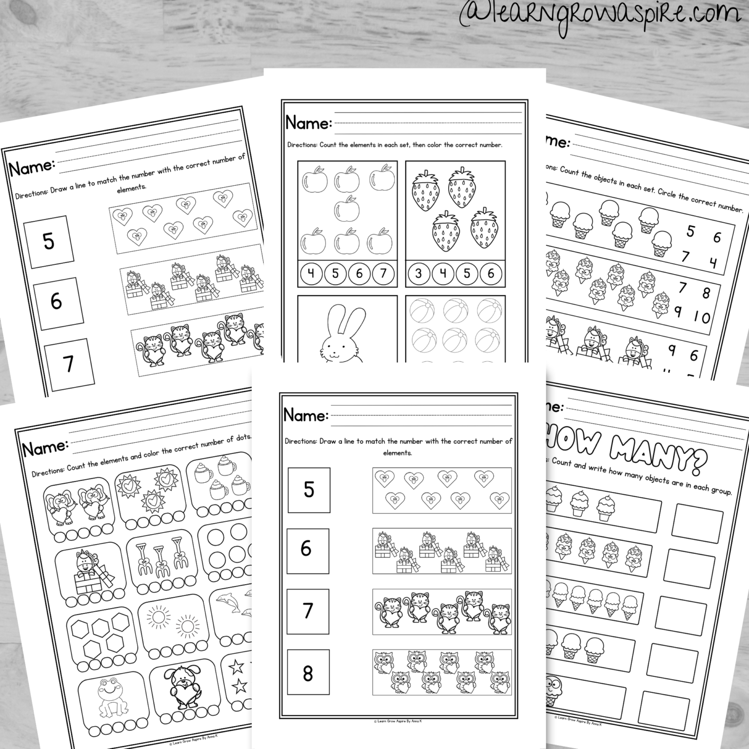 Number Matching Worksheets For Preschool Printable | Learn Grow Aspire