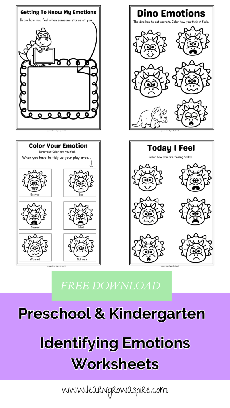 Identifying Emotions For Kids Worksheets | Learn Grow Aspire
