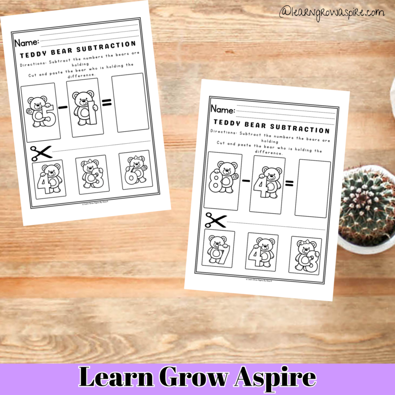 Preschool Math Subtraction Worksheets (FREE Download) | Learn Grow Aspire