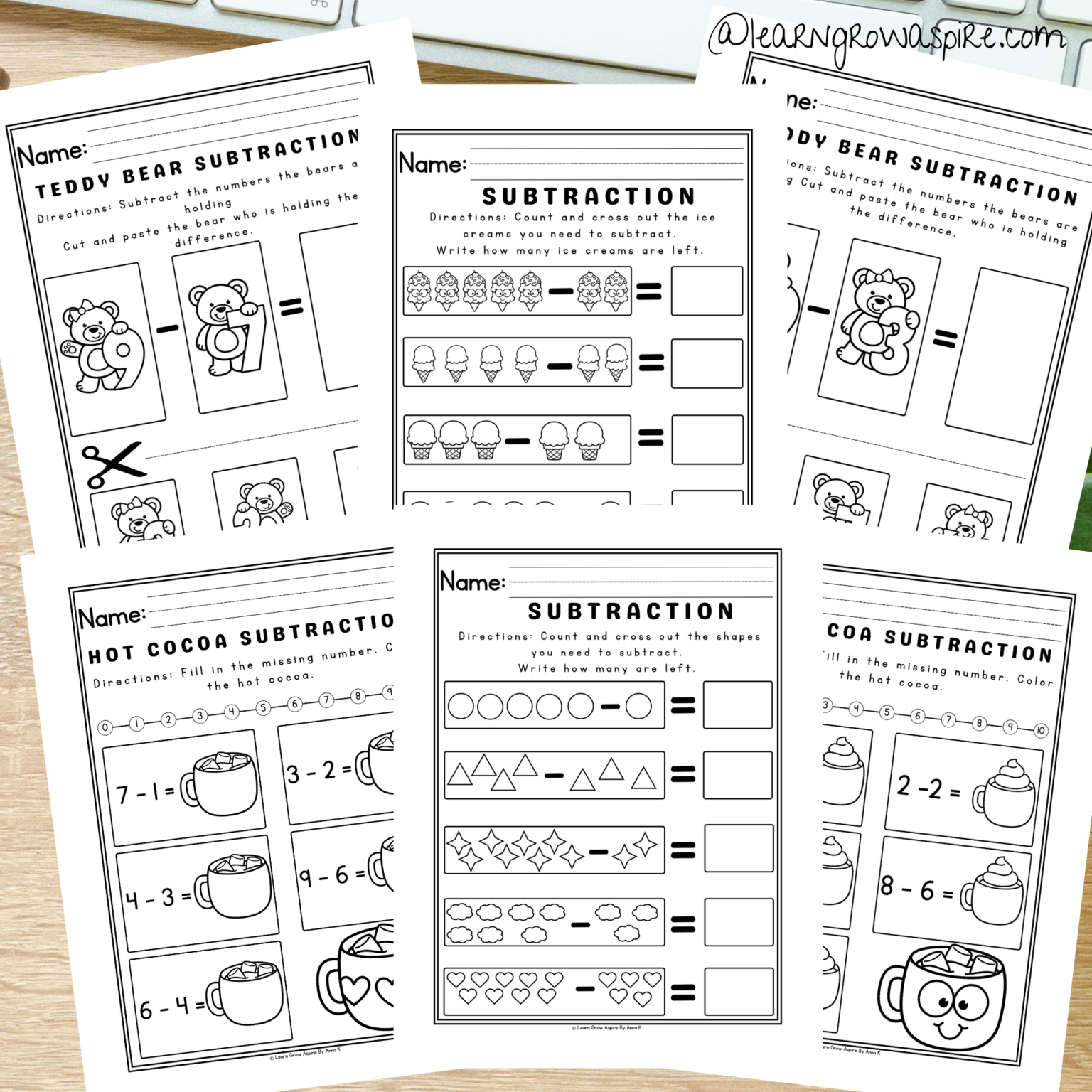 Preschool Math Subtraction Worksheets (FREE Download) | Learn Grow Aspire