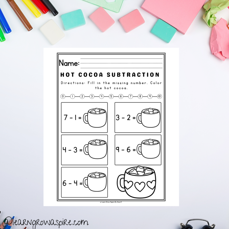 Preschool Math Subtraction Worksheets (FREE Download) | Learn Grow Aspire