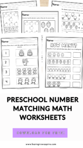 Number Matching Worksheets For Preschool Printable | Learn Grow Aspire
