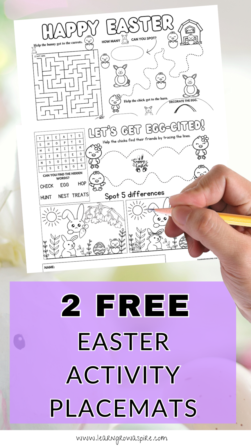 Easter Activity Placemats For Kids (FREE Download) | Learn Grow Aspire